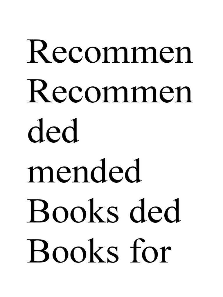 Recommen Recommen Ded Mended Books Ded Books For | PDF | Language Arts ...