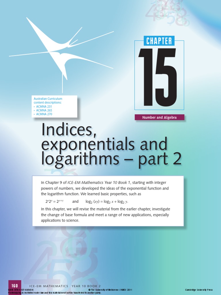 Chap 15 Indices Exponentials And Logarithms 2 Pdf Pdf