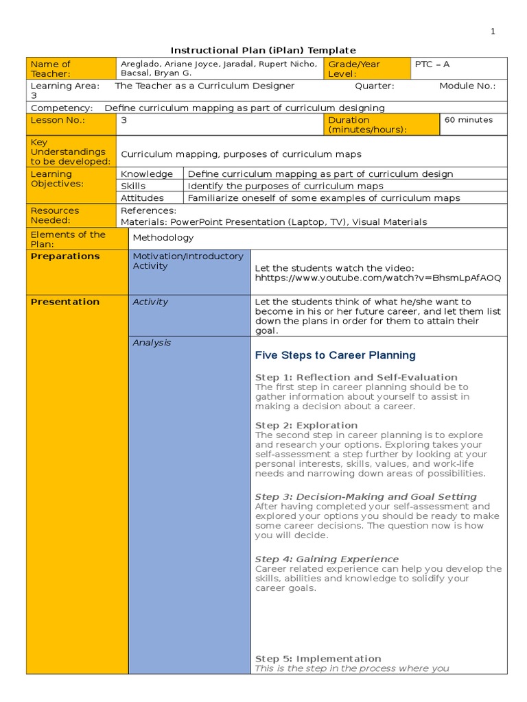 Curriculum Mapping Lesson Plan | PDF | Curriculum | Educational Assessment