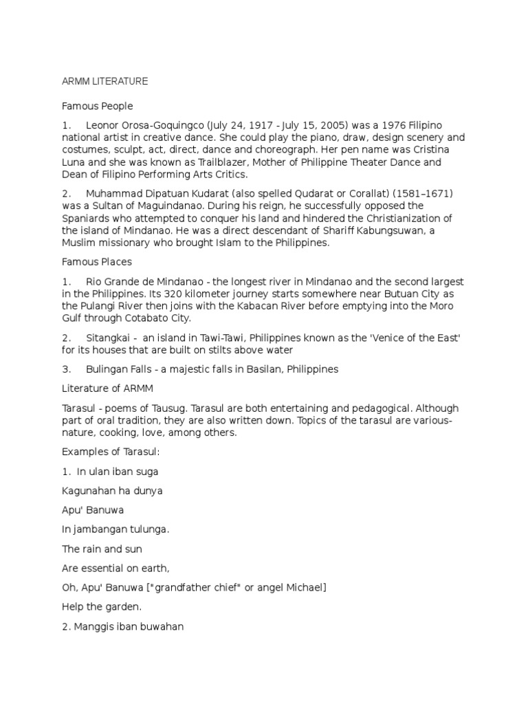 Armm Literature | PDF | Mindanao