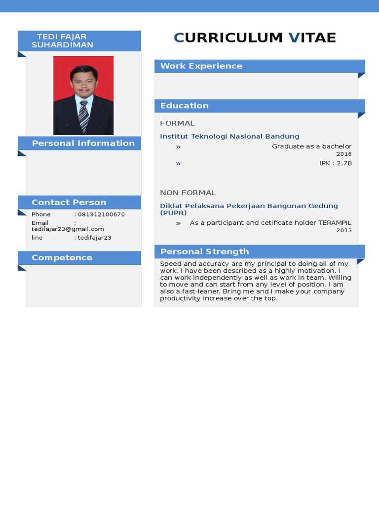 CV Tedi Fajar Suhardiman English | PDF