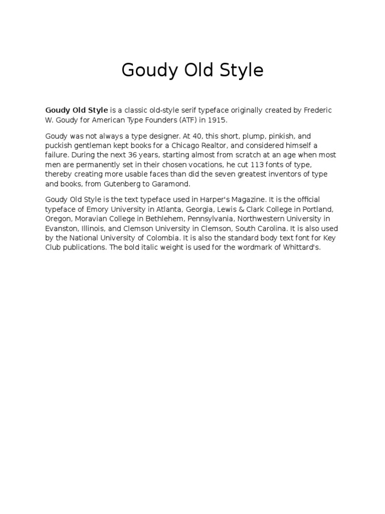 Goudy Old Style: Goudy Old Style Is A Classic Old-Style Serif Typeface ...