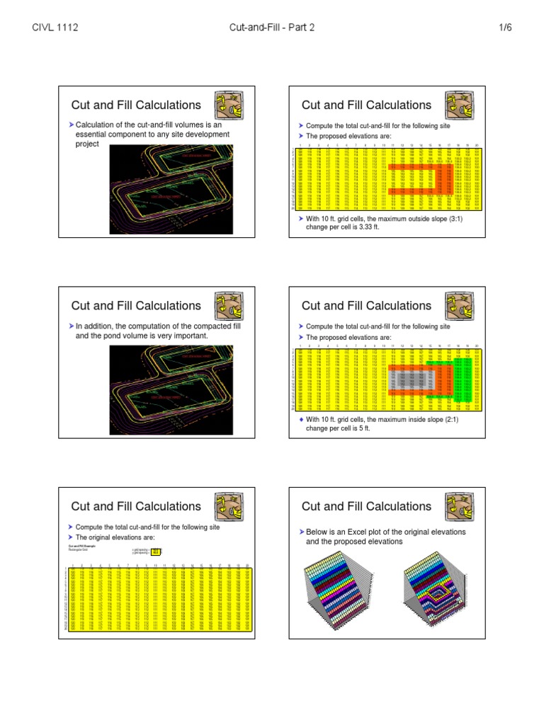 Cut and Fill Calculations Cut and Fill Calculations | PDF | Teaching ...
