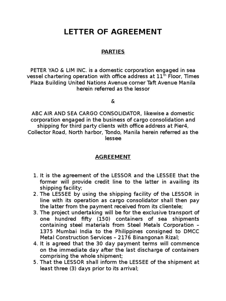 Letter of Agreement | PDF