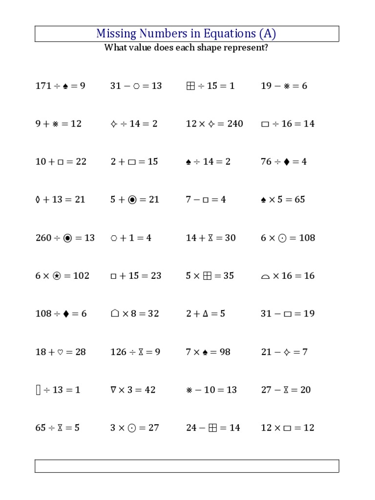 1 Step Equation (Year 6) | PDF | Differential Equations | Theoretical ...