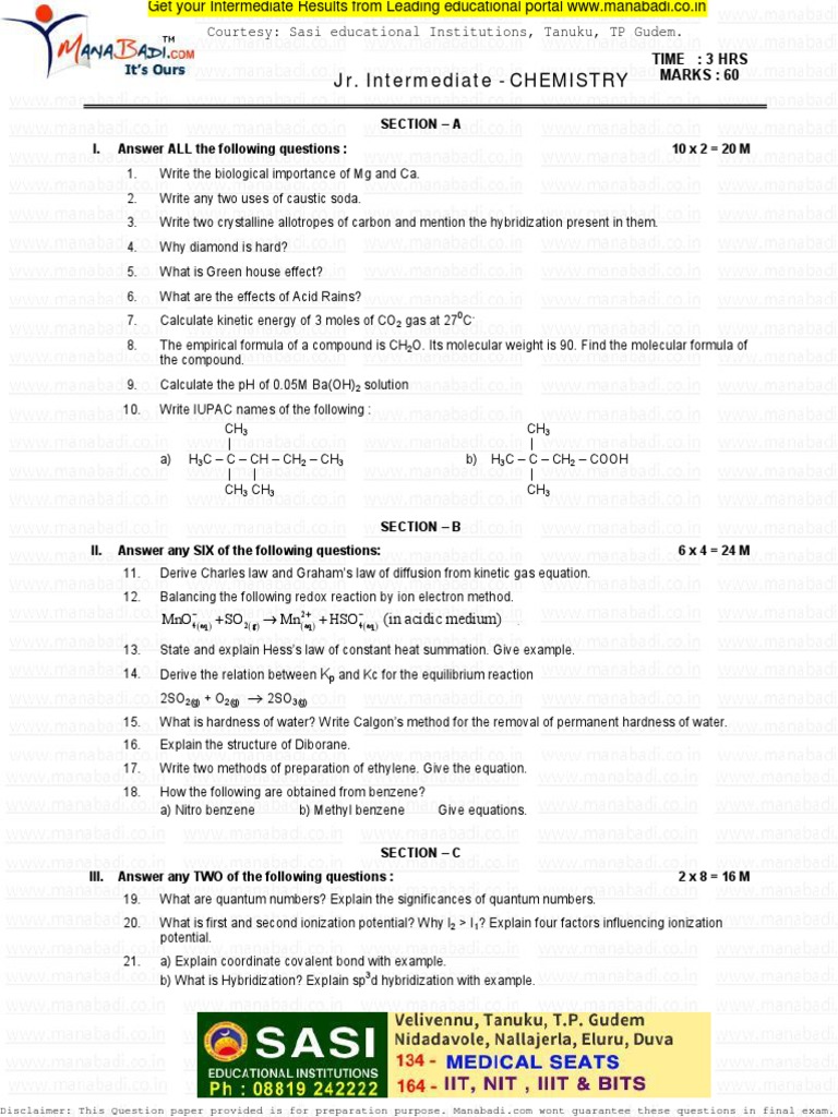 JR Ipe - Chemistry PDF - Set-3 | PDF | Acid | Carbon