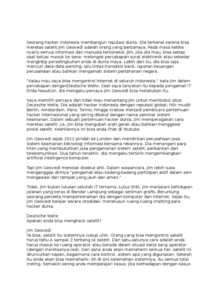 Kisah Inspiratif Jim Geovedi | PDF