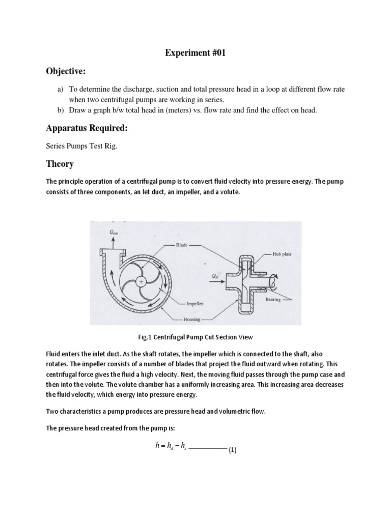 Series & Parallel Pumps Experiment | PDF | Turbine | Pump