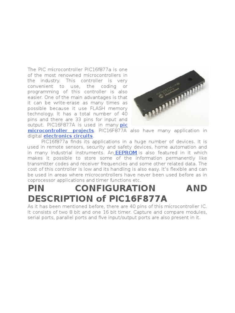 PIC16F877A Introduction and Features | PDF