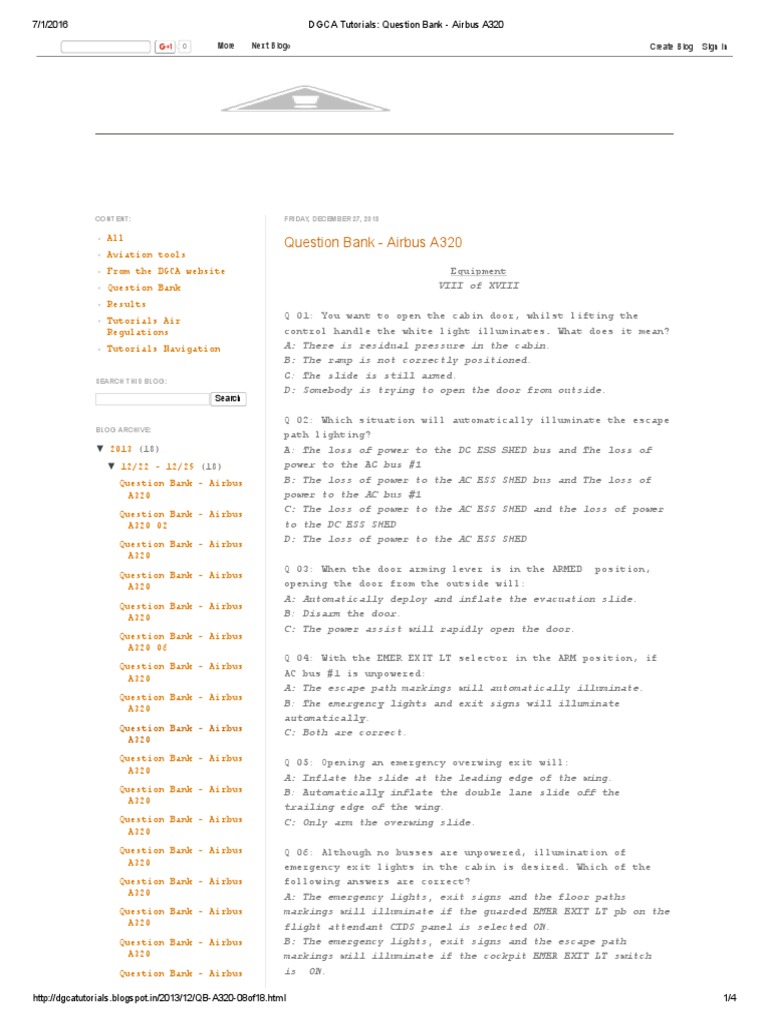 Question Bank Airbus A320: Friday, December 27, 2013 Content | PDF ...