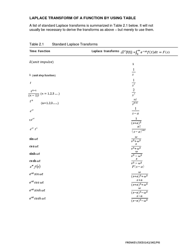 Laplace Transform of A Function by Using Table | PDF | Lie Groups ...