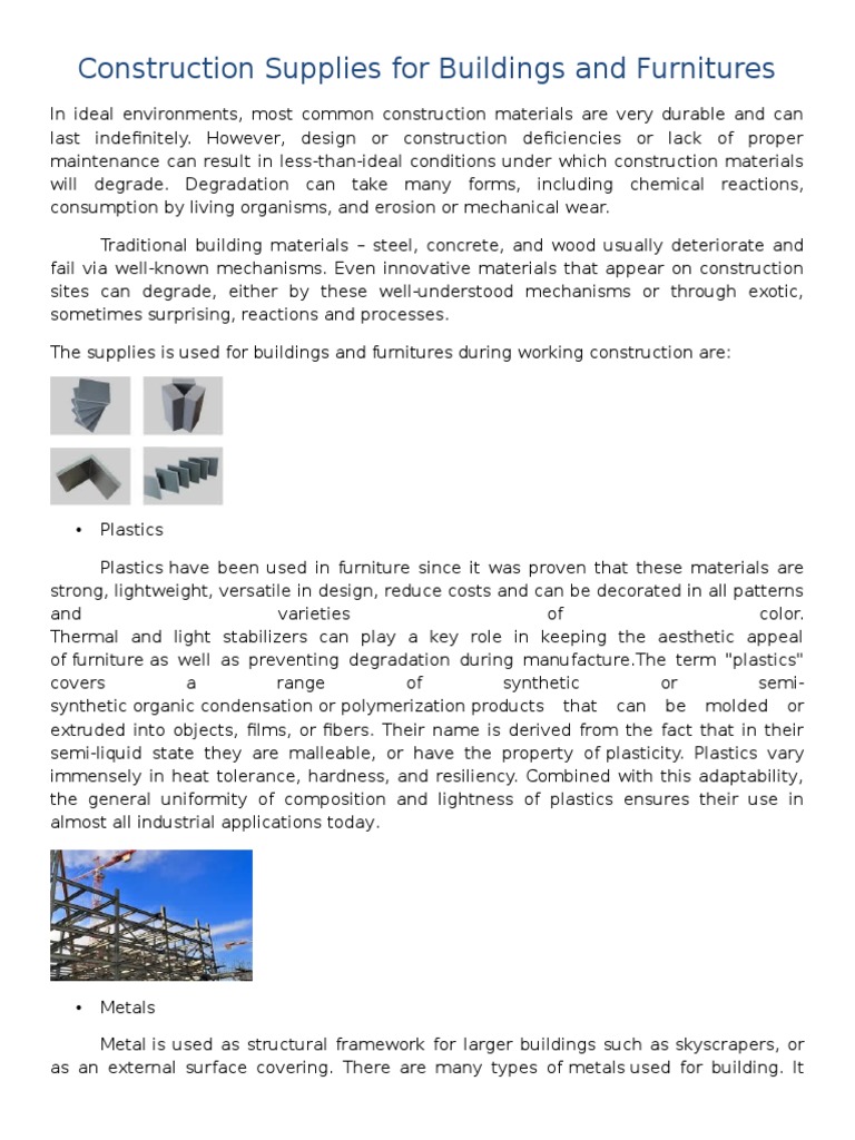 Construction Supplies for Buildings & Furniture | PDF | Building ...