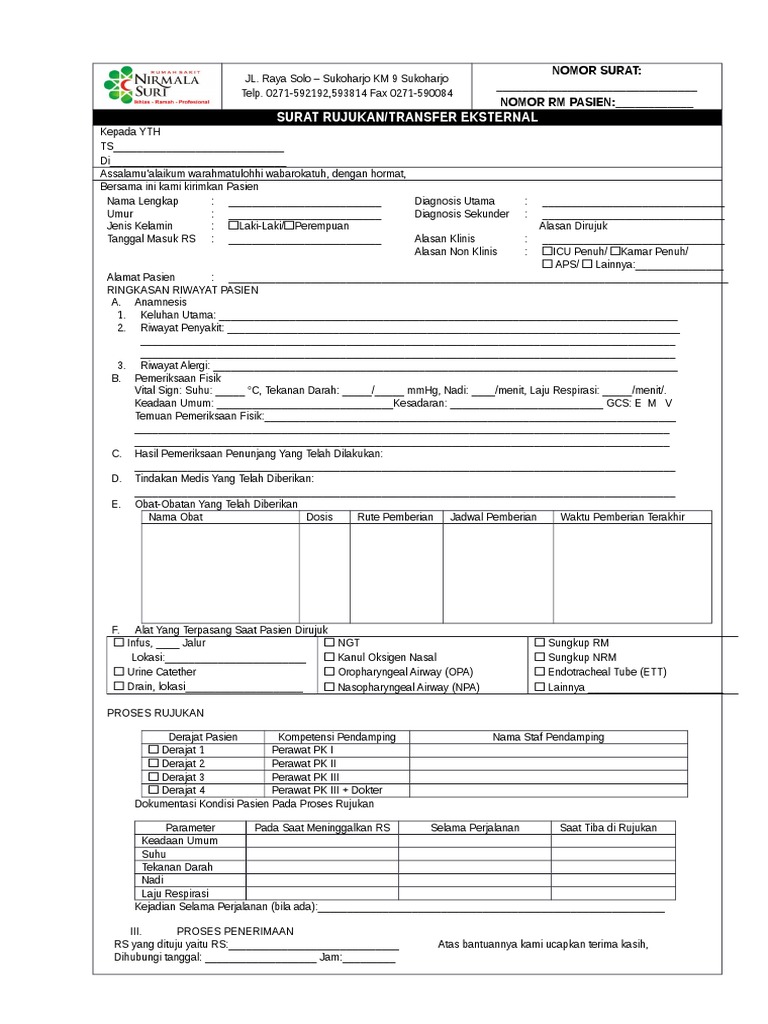 Rancangan Form Rujukan Eksternal | PDF