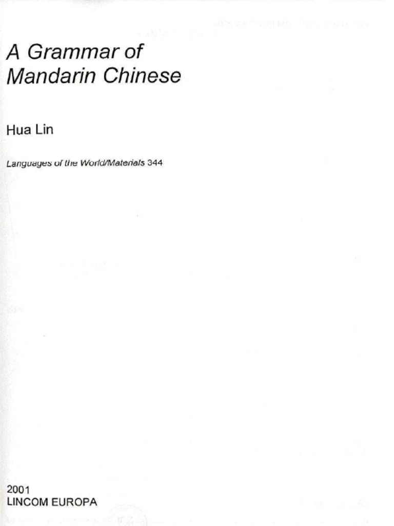A Grammar of Mandarin Chinese Lincom Europa PDF | PDF | Standard ...
