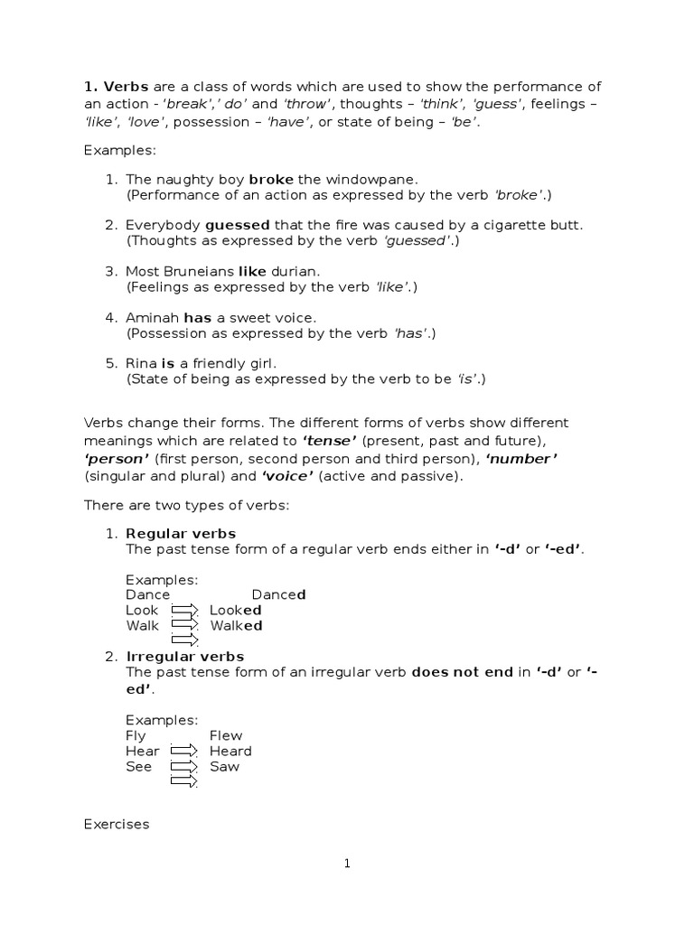 Notes On Verbs and Tenses | PDF | Grammatical Tense | Verb