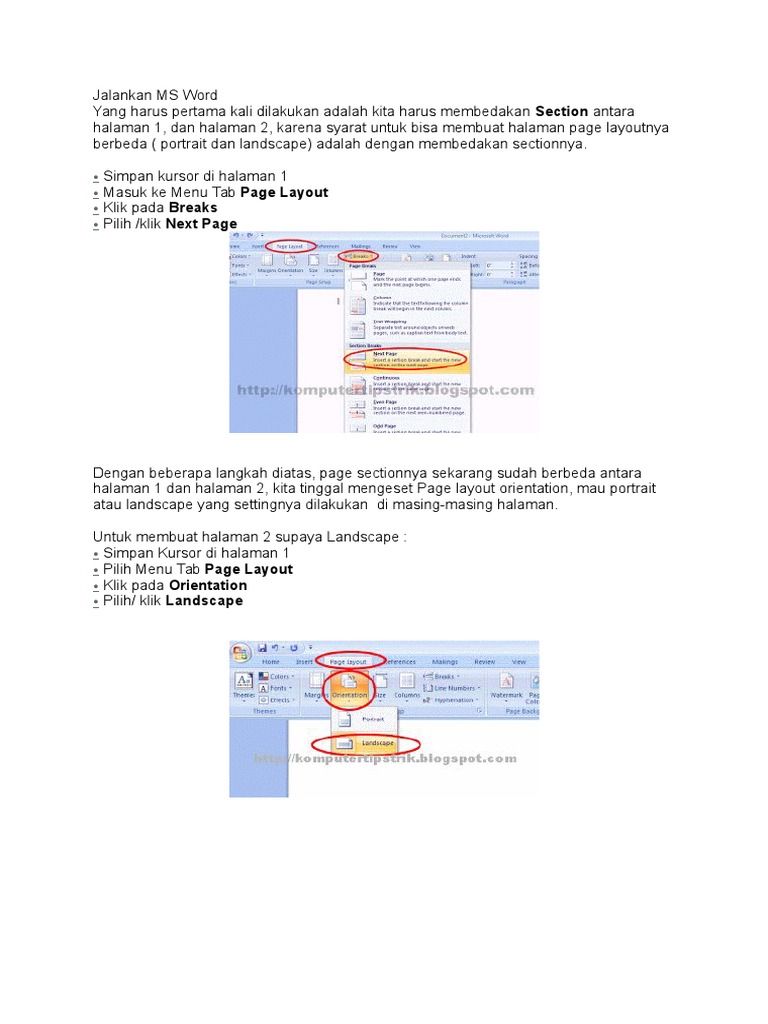 Cara Asingkan Page Laoyout DLM Word | PDF
