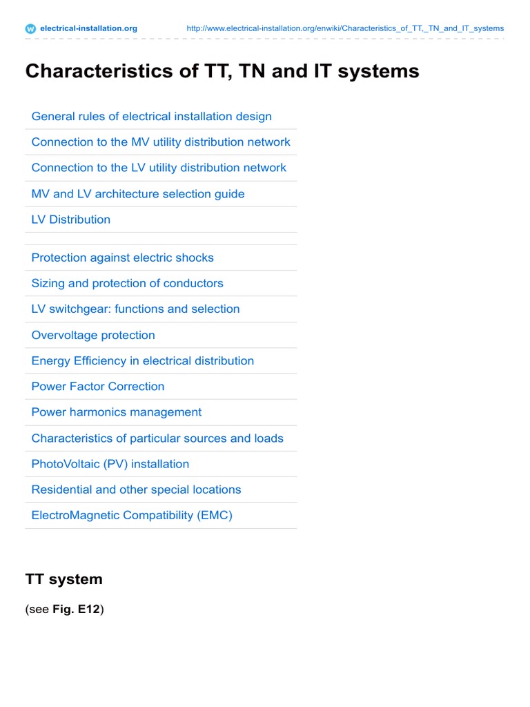 Characteristics of TT TN and IT Systems - 2 | PDF | Electric Power ...