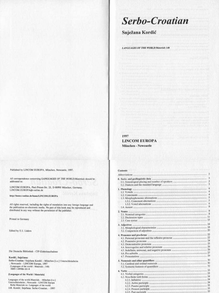 Serbo-Croatian (Lincom Europa) | PDF | Grammatical Gender | Grammatical ...