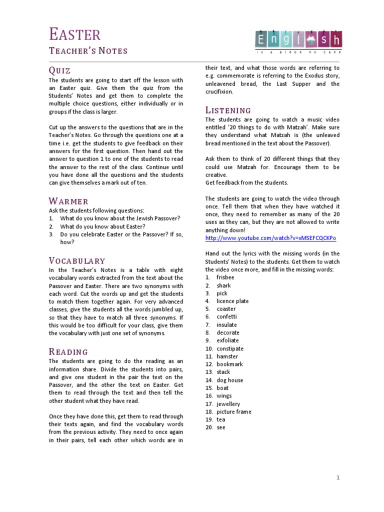 Easter Lesson Plan | PDF | Easter | Liturgical Year