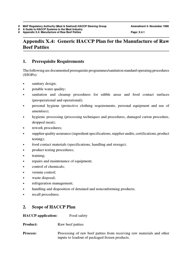 Raw Beef Haccp | PDF | Hazard Analysis And Critical Control Points ...
