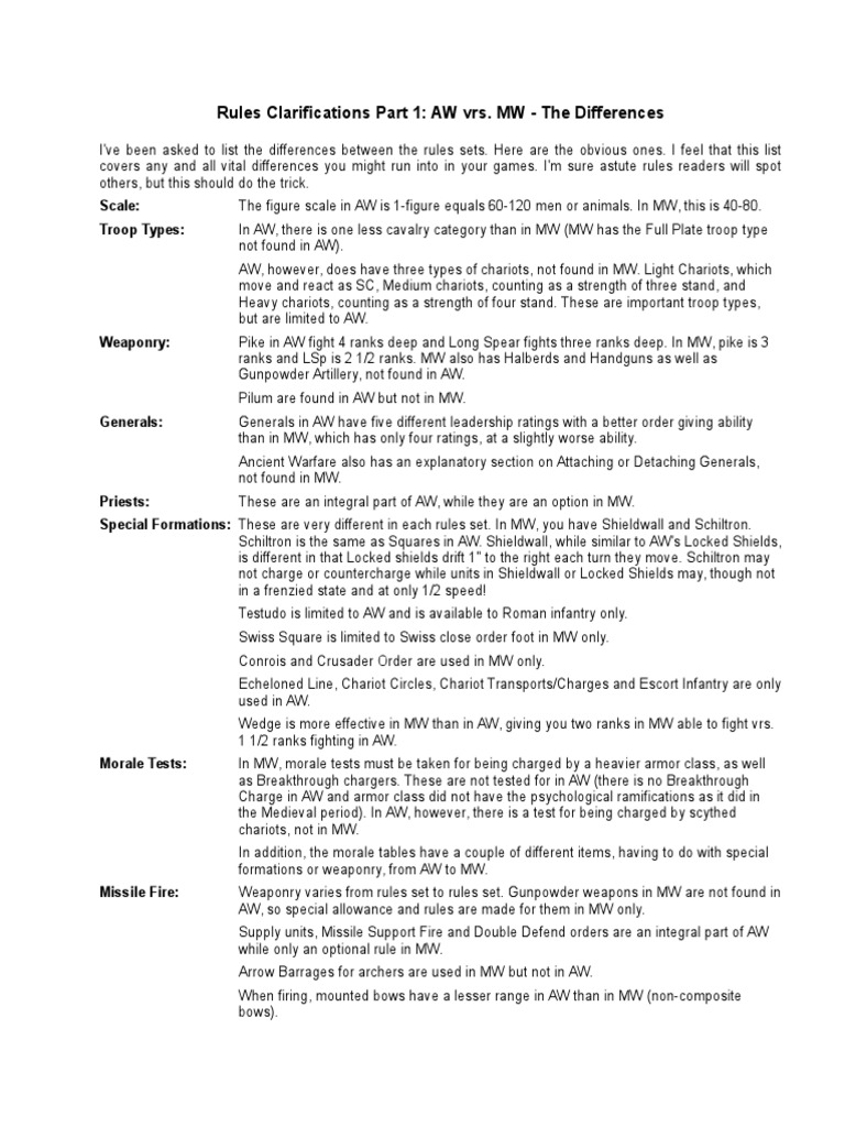 Medieval Warfare - Rules Clarification | PDF | Cavalry | Flanking Maneuver