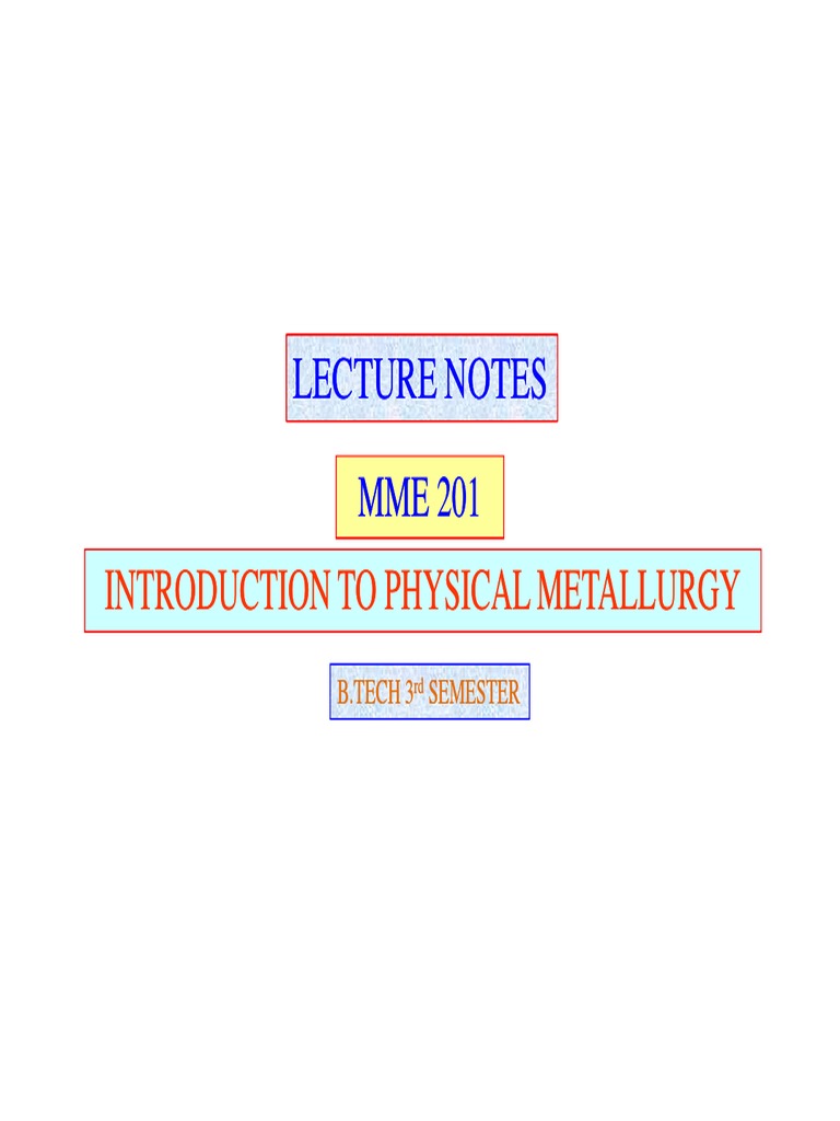 Mme 201 - Introduction To Physical Metallurgy | PDF | Electron ...