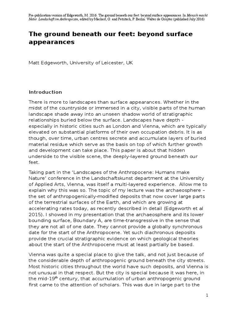 The Ground Beneath Our Feet: Beyond Surface Appearances | PDF ...