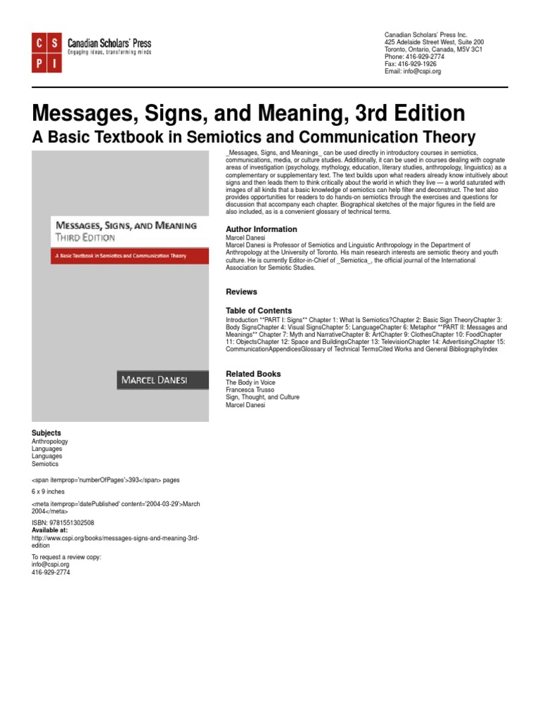 Messages, Signs, and Meaning, 3rd Edition | Download Free PDF ...