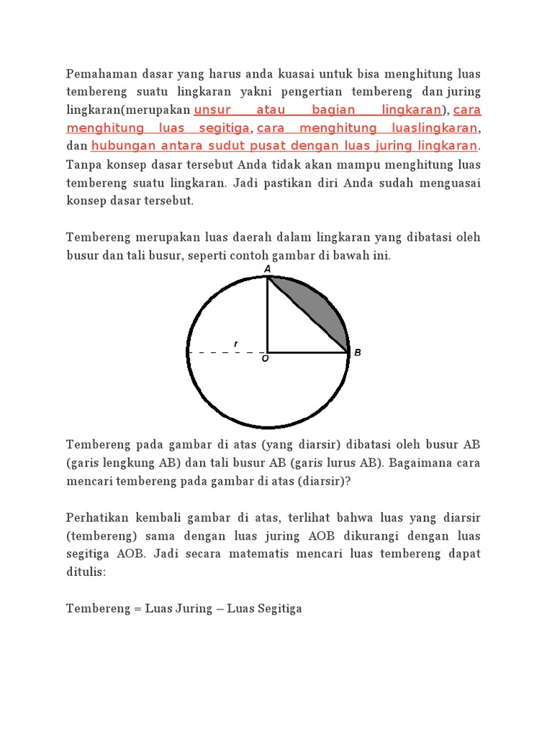 Cara Hitung Luas Tembereng Lingkaran | PDF | Sains & Matematika
