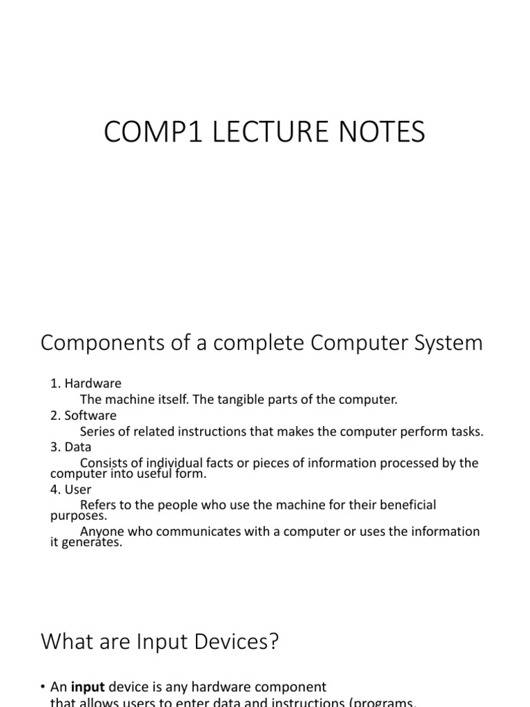 Comp1 Lecture Notes Pdf Inputoutput Computer Keyboard