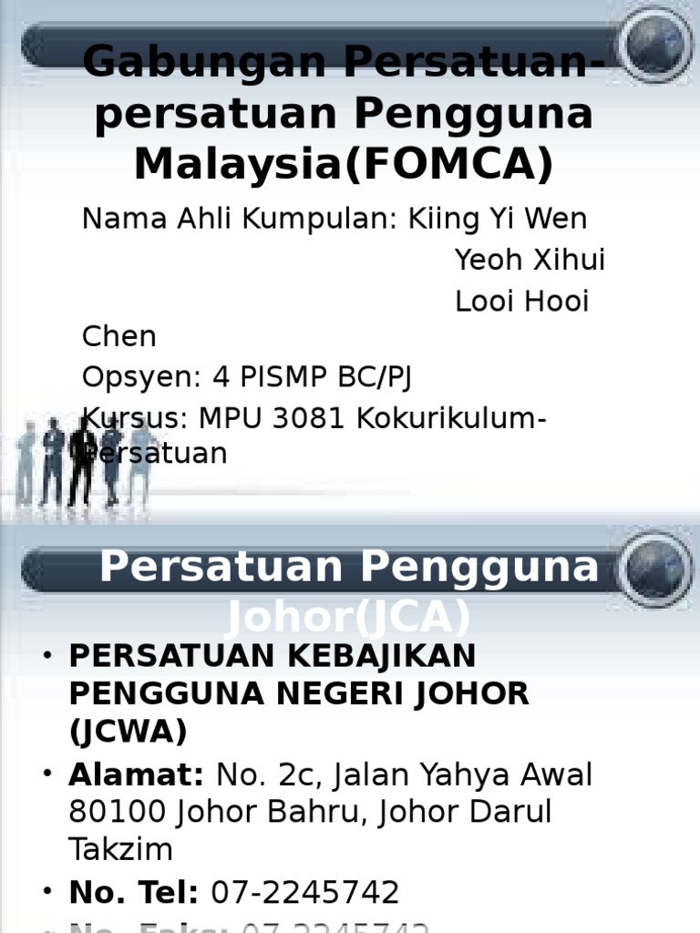 Gabungan Persatuan-Persatuan Pengguna Malaysia (FOMCA) | PDF