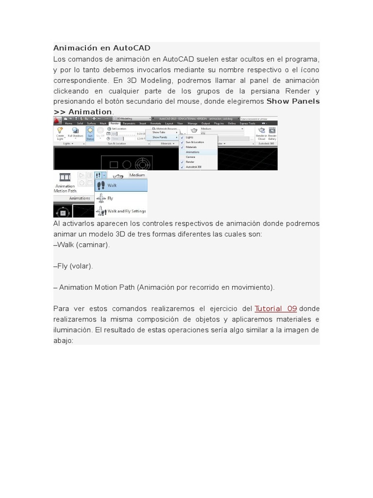 Animación 3D en AutoCAD: Guía Práctica | PDF | Animación | Color