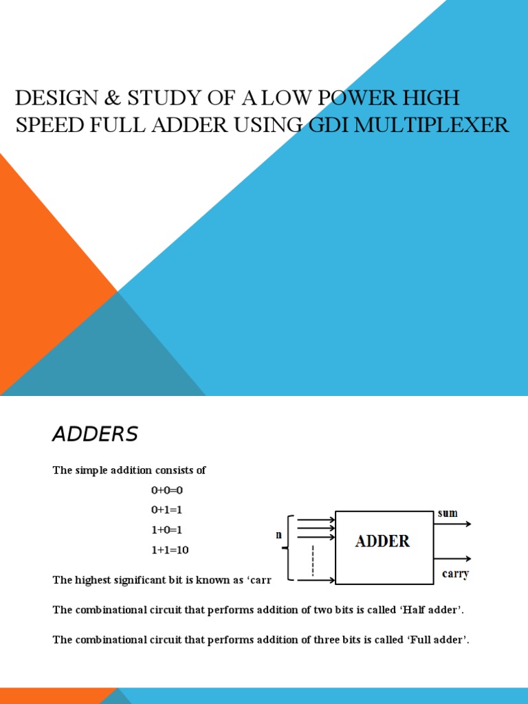 Design & Study of A Low Power High Speed Full Adder Using GDI Multiplexer Documentation | PDF ...