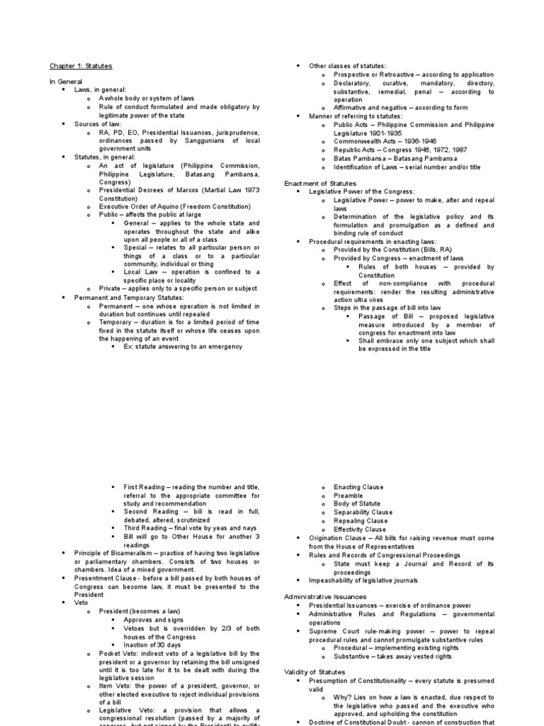 Chapter 1-5 Statcon Midterms | PDF | Veto | Precedent
