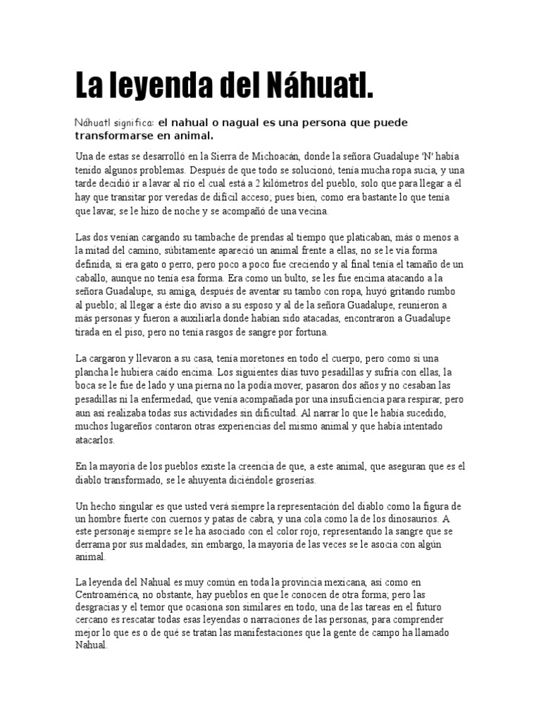 La Leyenda Del Náhuatl | PDF La Leyenda Del Náhuatl | PDF
