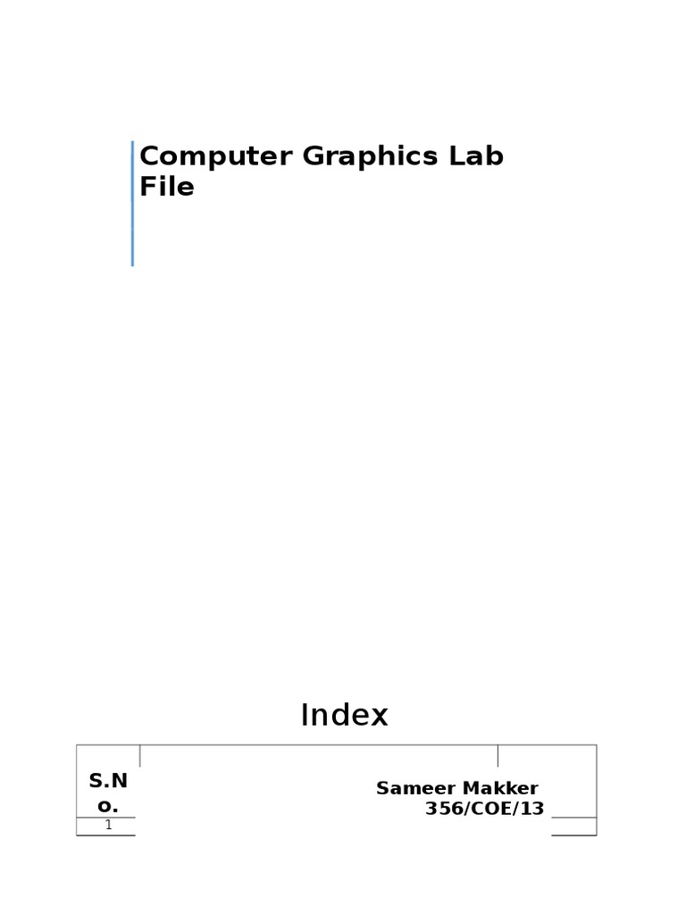 Computer Graphics Lab File: Index | PDF | Space | Elementary Geometry