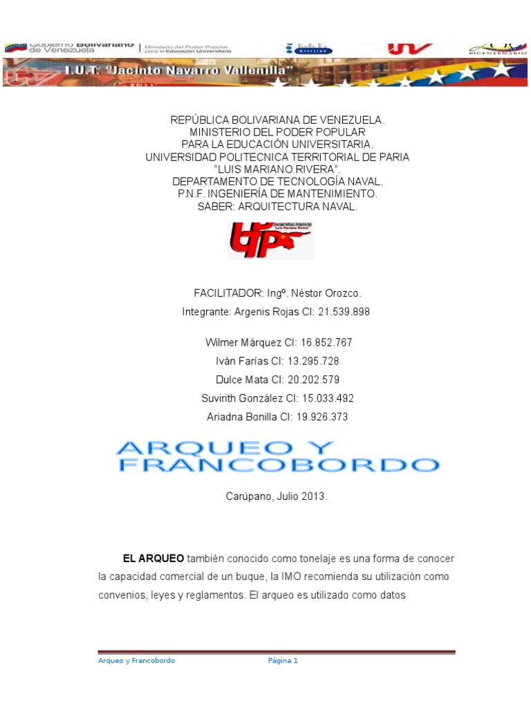 Arqueo y Francobordo en Buques | PDF | Buques | Volumen