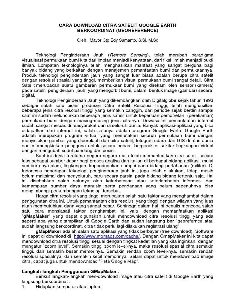 Cara Download Citra Satelit Google Earth Berkoordinat (Georeference ...