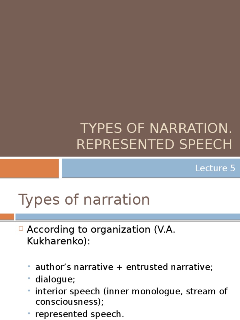 Types of Narration and Speech Representation | PDF