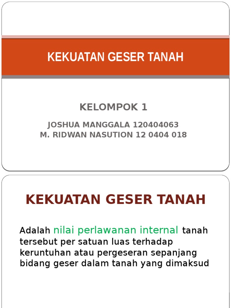 Kekuatan Geser Tanah | PDF | Metode & Bahan Ajar | Sains & Matematika