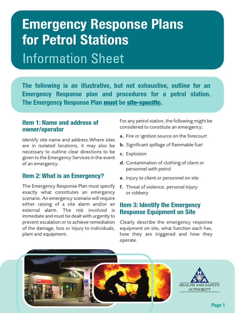 Information Sheet: Emergency Response Plans For Petrol Stations | PDF