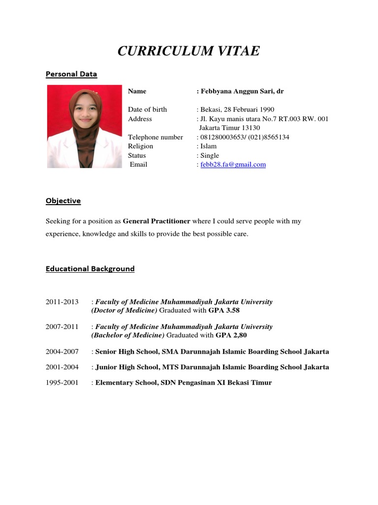 Curriculum Vitae: Personal Data | PDF