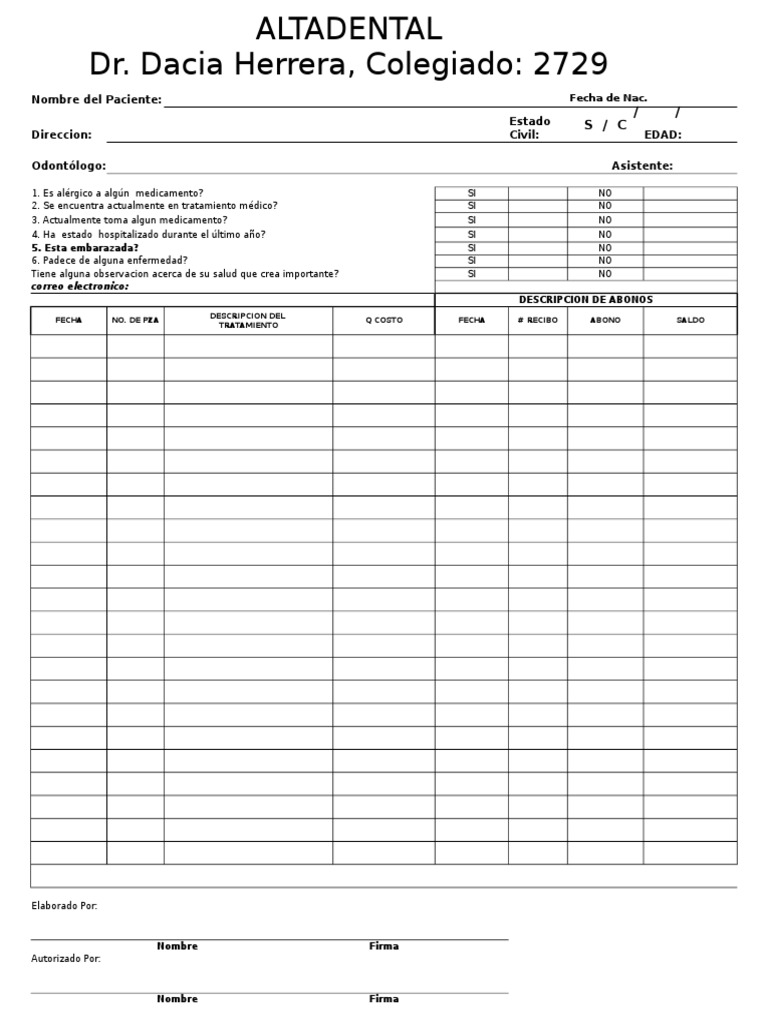 Fichas Para Pacientes PARTICULARES | Enfermedades y trastornos ...