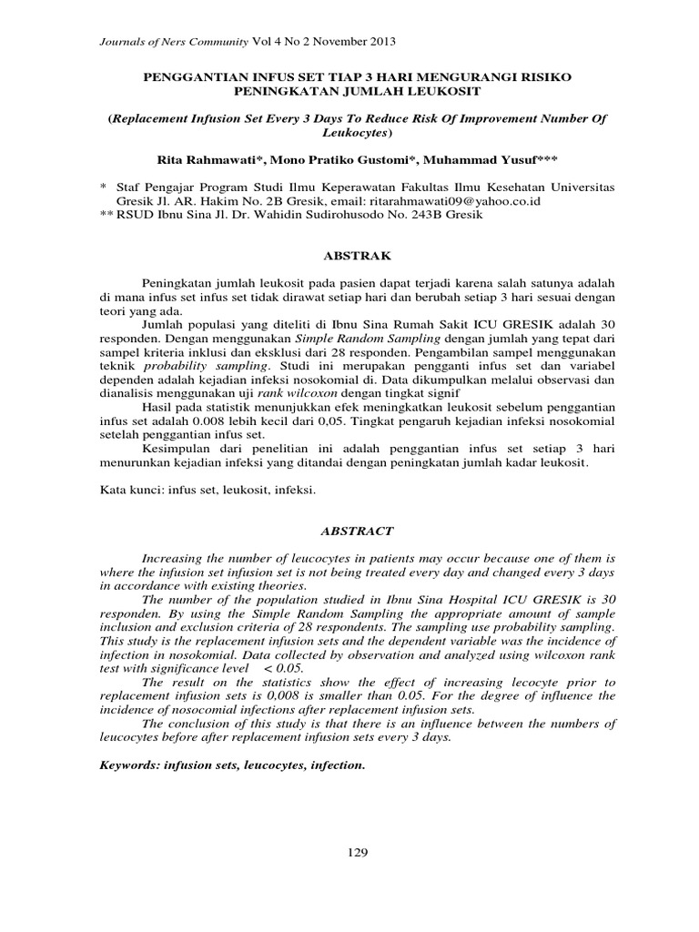 Standar Penggantian Infus Set | PDF