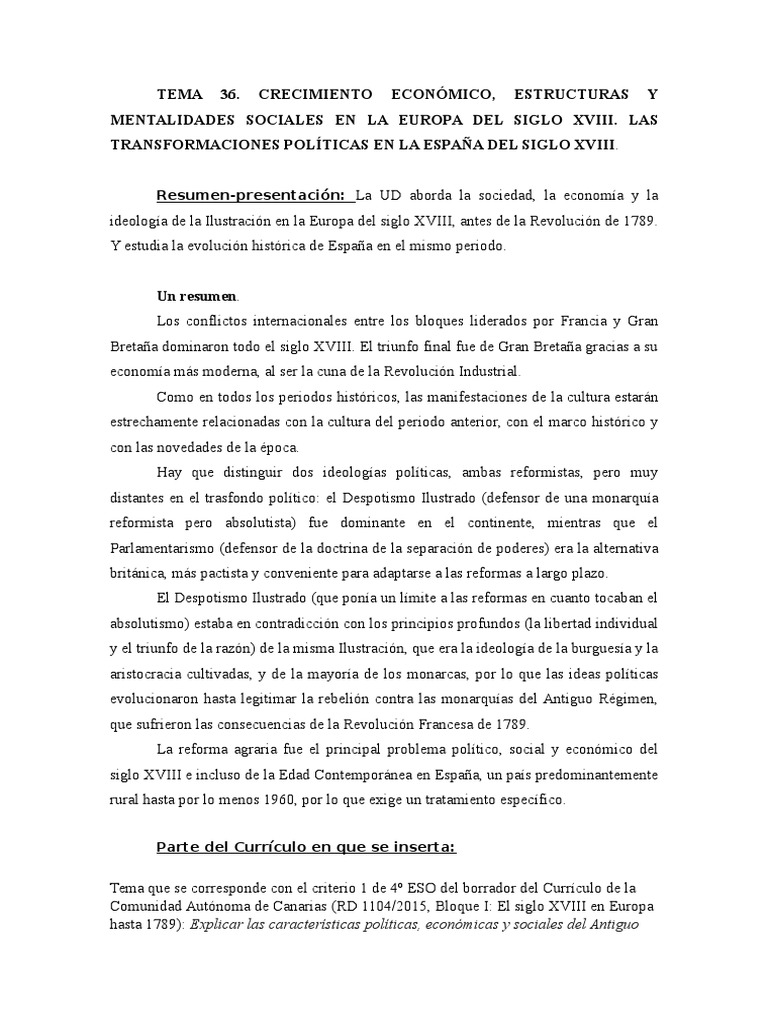 Crecimiento Económico, Estructuras y Mentalidades Sociales en La Europa Del Siglo - Esquema ...