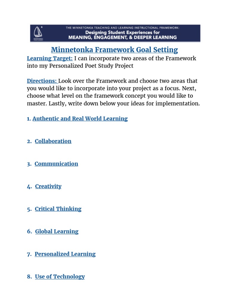 Framework Goal Setting | PDF | Behavior Modification | Learning