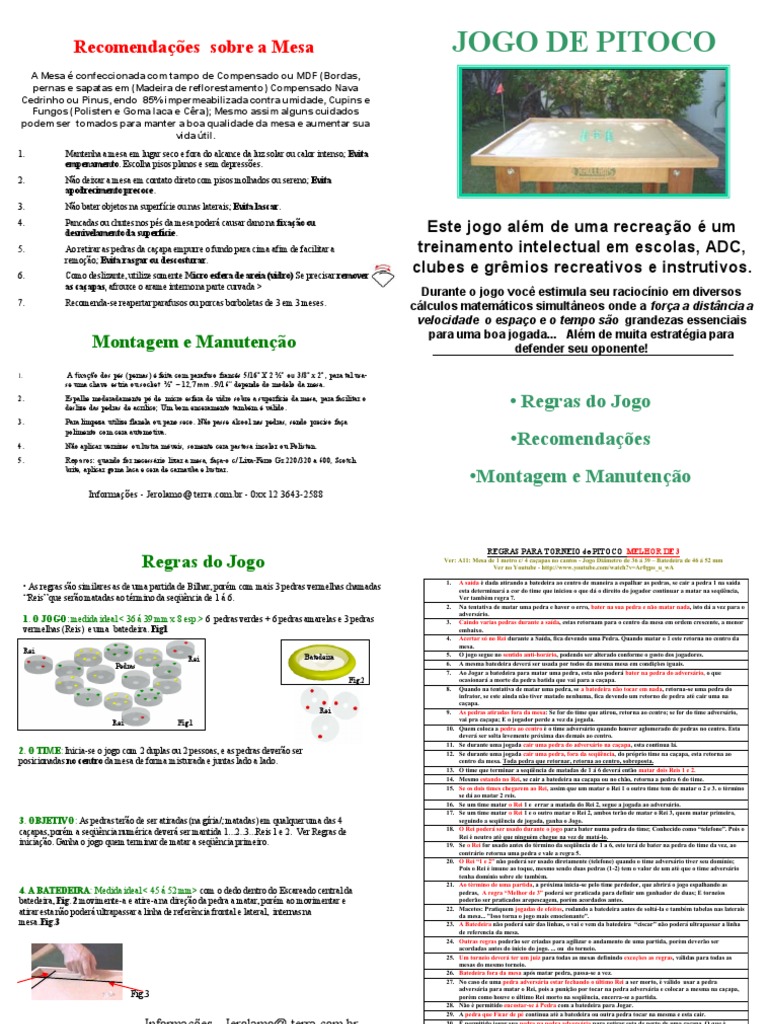 Jogo de Pitoco - Manual Regras e Uso | PDF | Lazer | Natureza