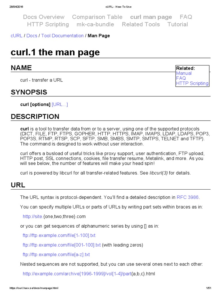 cURL - How To Use | PDF | File Transfer Protocol | Transport Layer Security