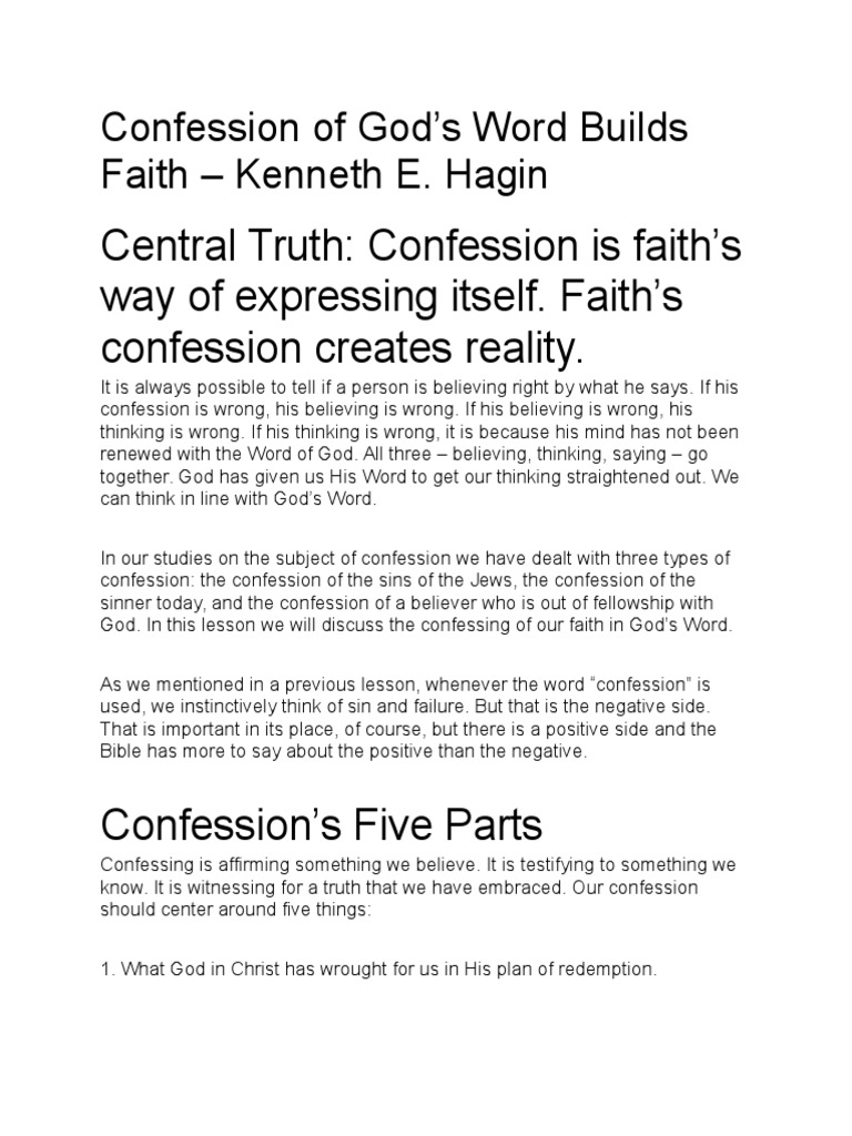 Confession of God's Word Builds Faith - Kenneth E. Hagin | PDF ...