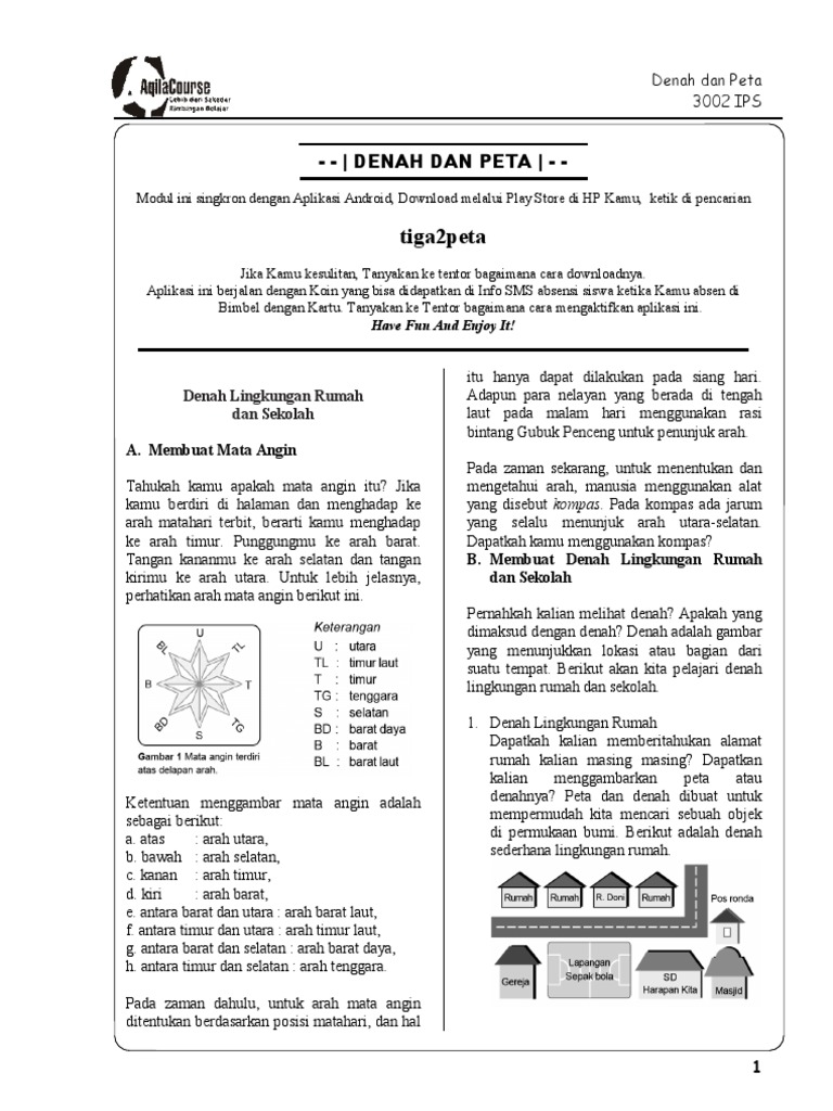 Modul BImbel Gratis Kelas 3 SD KTSP 3202 IPS Bab 2 Denah Dan Peta | PDF